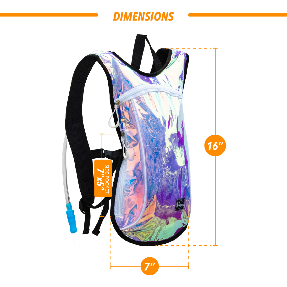 Hydration Backpack - Gold & Pink Iridescent Holographic – Vibe Festival ...